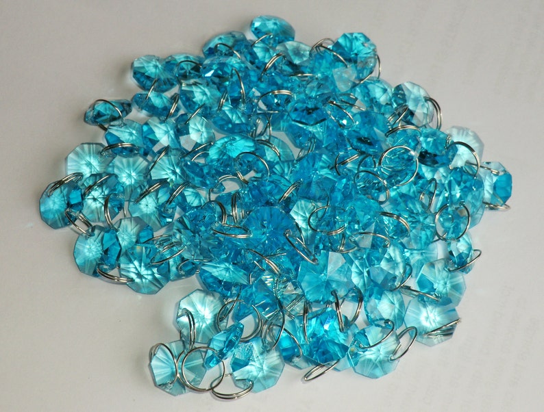 14mm Turquoise Teal OR Blue Octagon Chandelier Drops Glass | Etsy