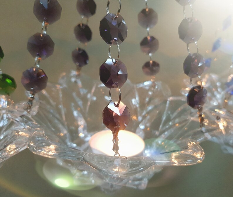 Crystal Chandelier Inspired Glass Bobeche Tea Light Pendant | Etsy UK