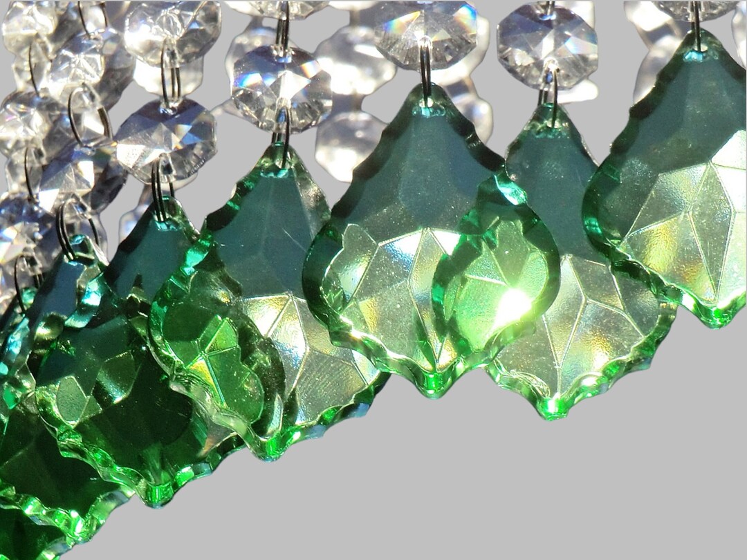 Emerald Green Chandelier Drops Glass Light Deco Crystals Droplets 2 ...