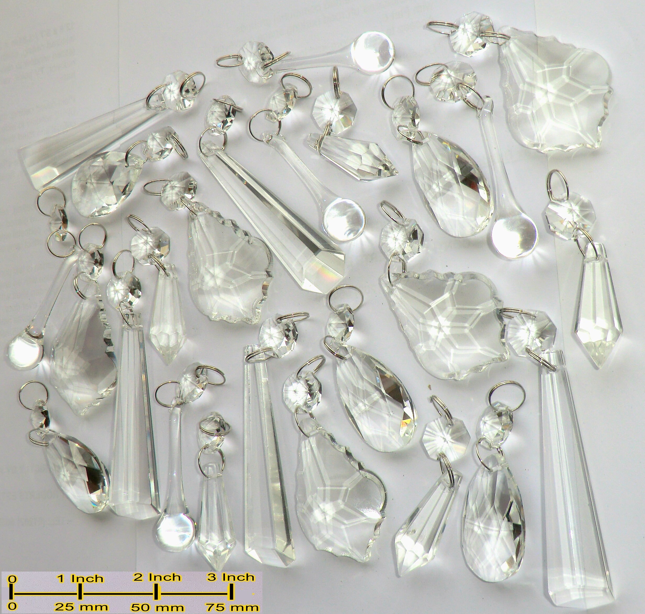 25 Chandelier Drops Clear Glass Antique Shapes Crystals | Etsy