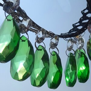 Emerald Green Chandelier Drops Glass Crystals Droplets Oval Beads ...