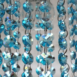 14mm Turquoise Teal OR Blue Octagon Chandelier Drops Glass Light Parts ...