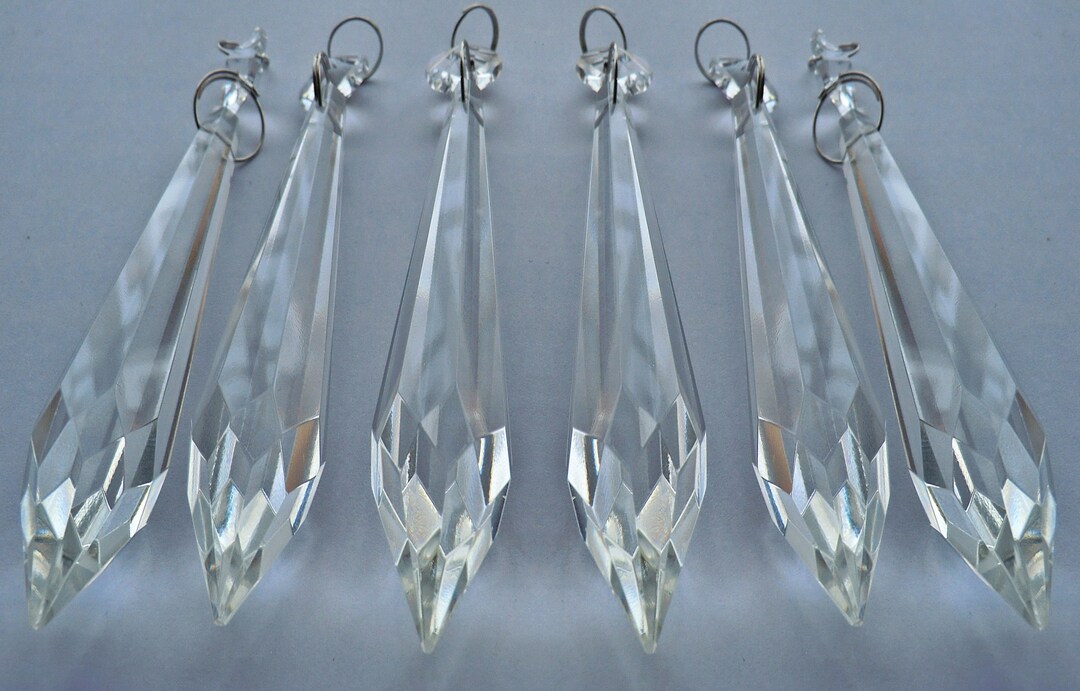 XXL Torpedo Prisms Chains 3.8" 96mm Chandelier Drops Glass Beads Lamp ...