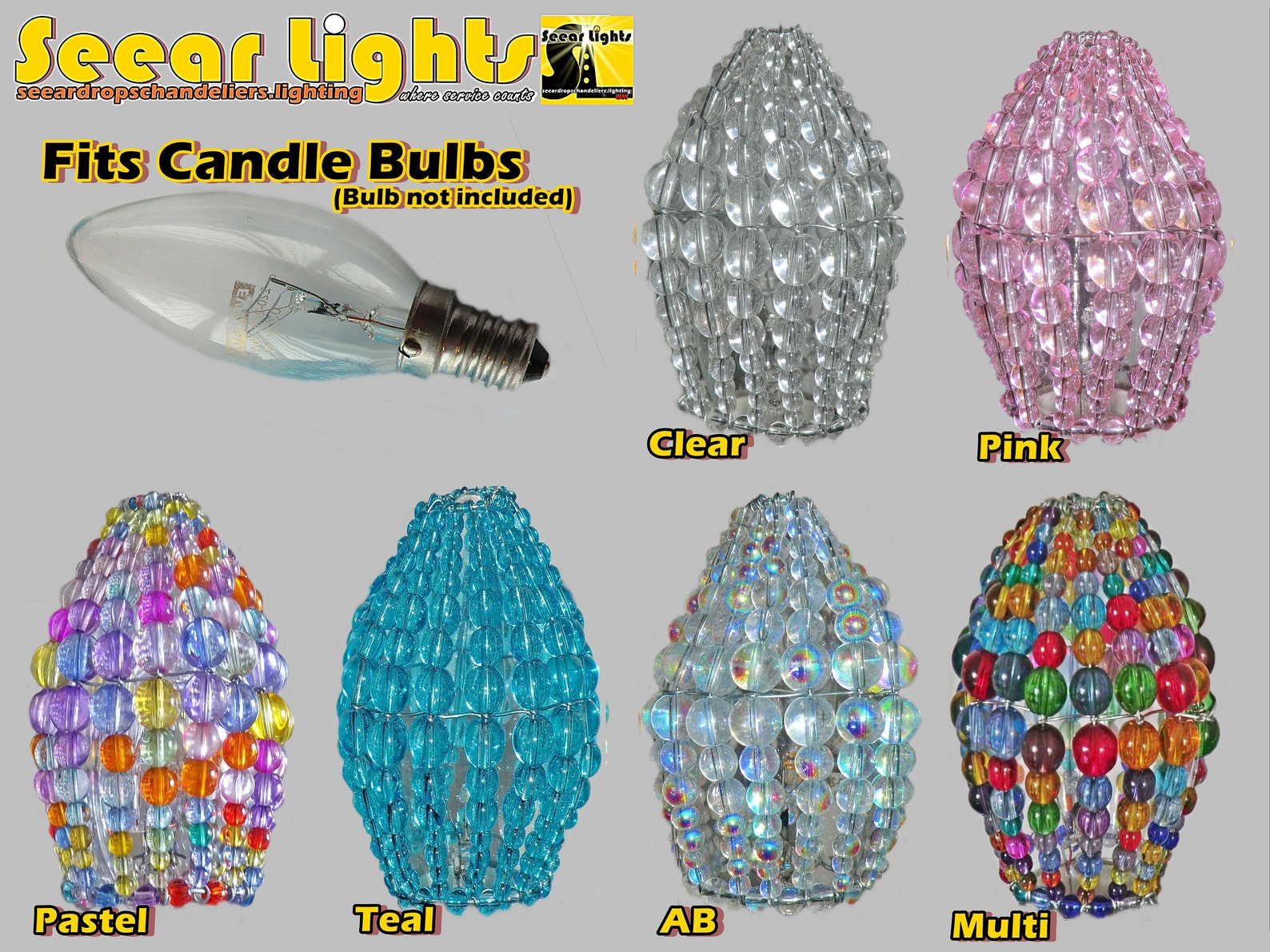 Crystal Chandelier Inspired Glass Bead Light Bulb Candle Bulb | Etsy