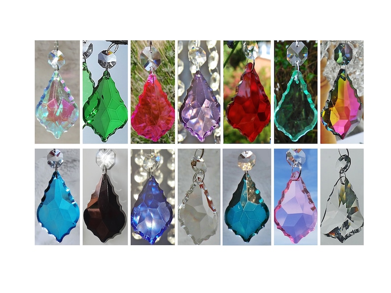 Chandelier Drops Glass Crystals Droplets Leaf Beads Vintage - Etsy UK