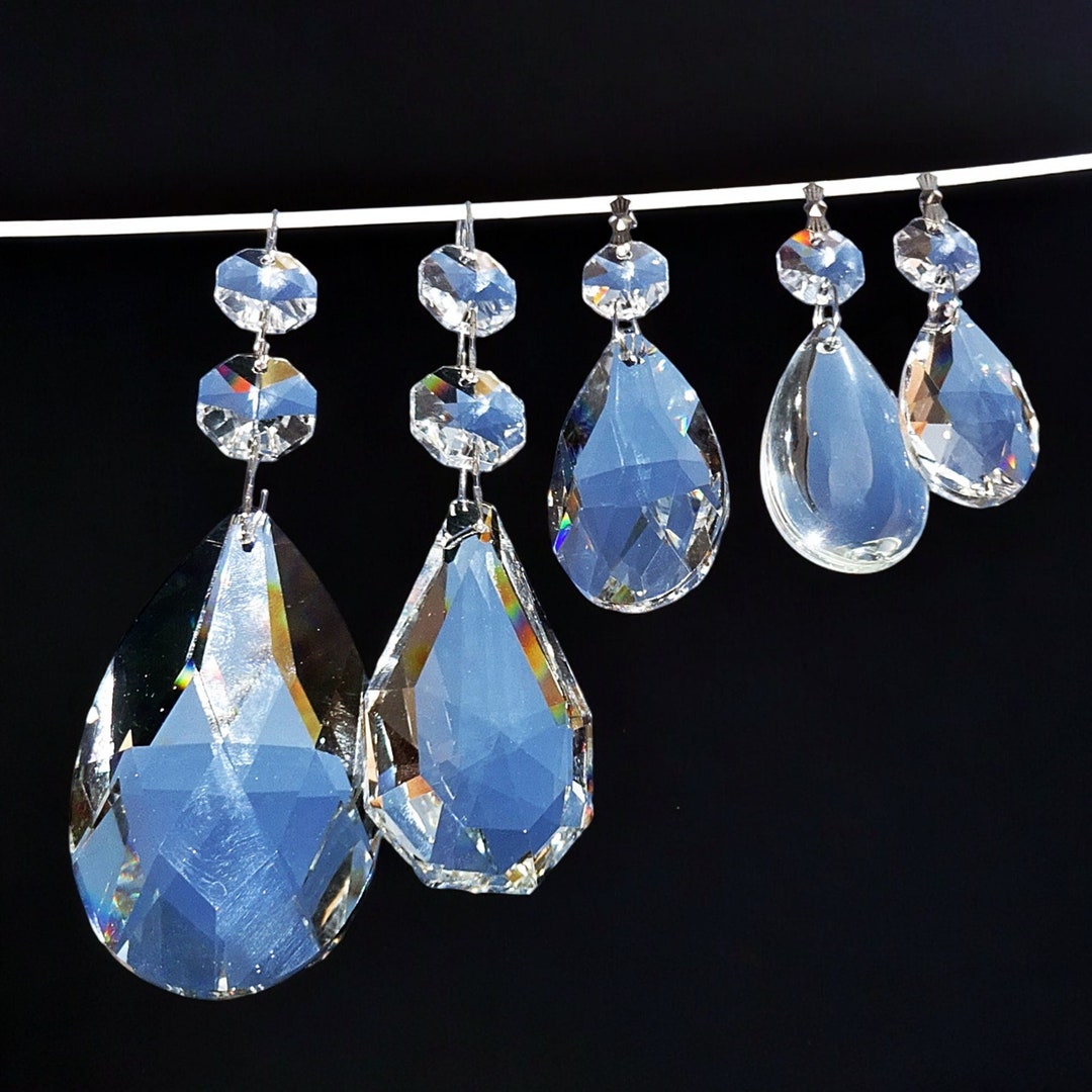 5 Types of Teardrop Oval Chandelier Beads Crystals 1.5 to 3 Glass ...