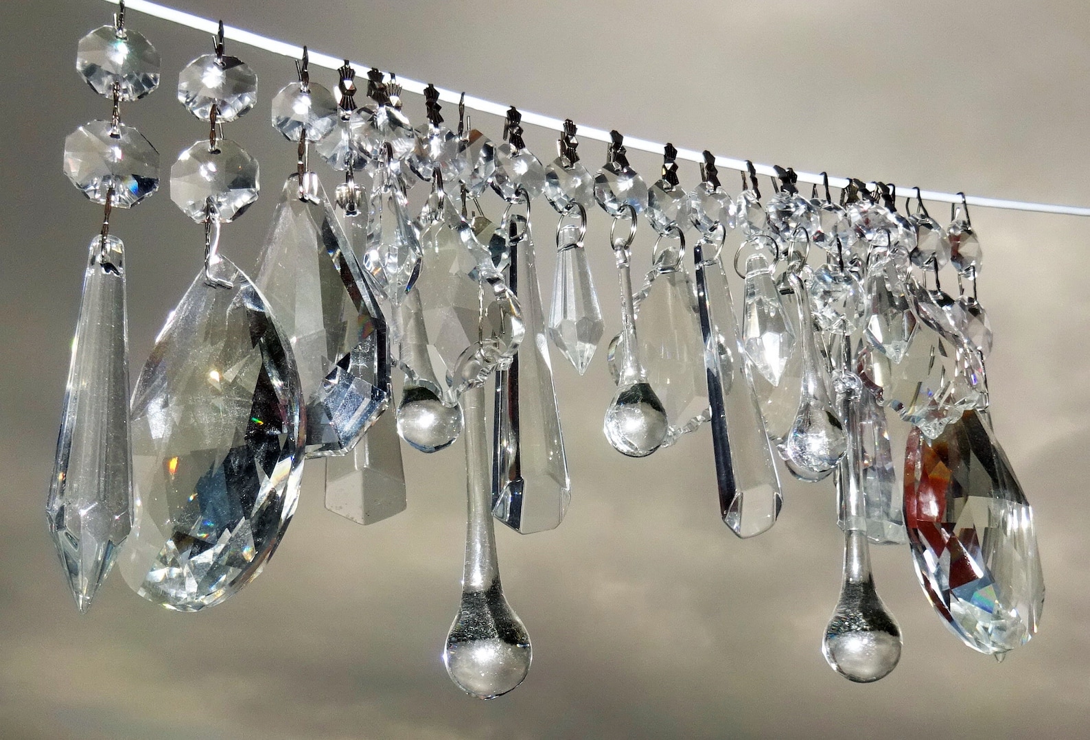 24 Chandelier Drops Parts Glass & XL Prisms Crystals Shabby Droplets ...
