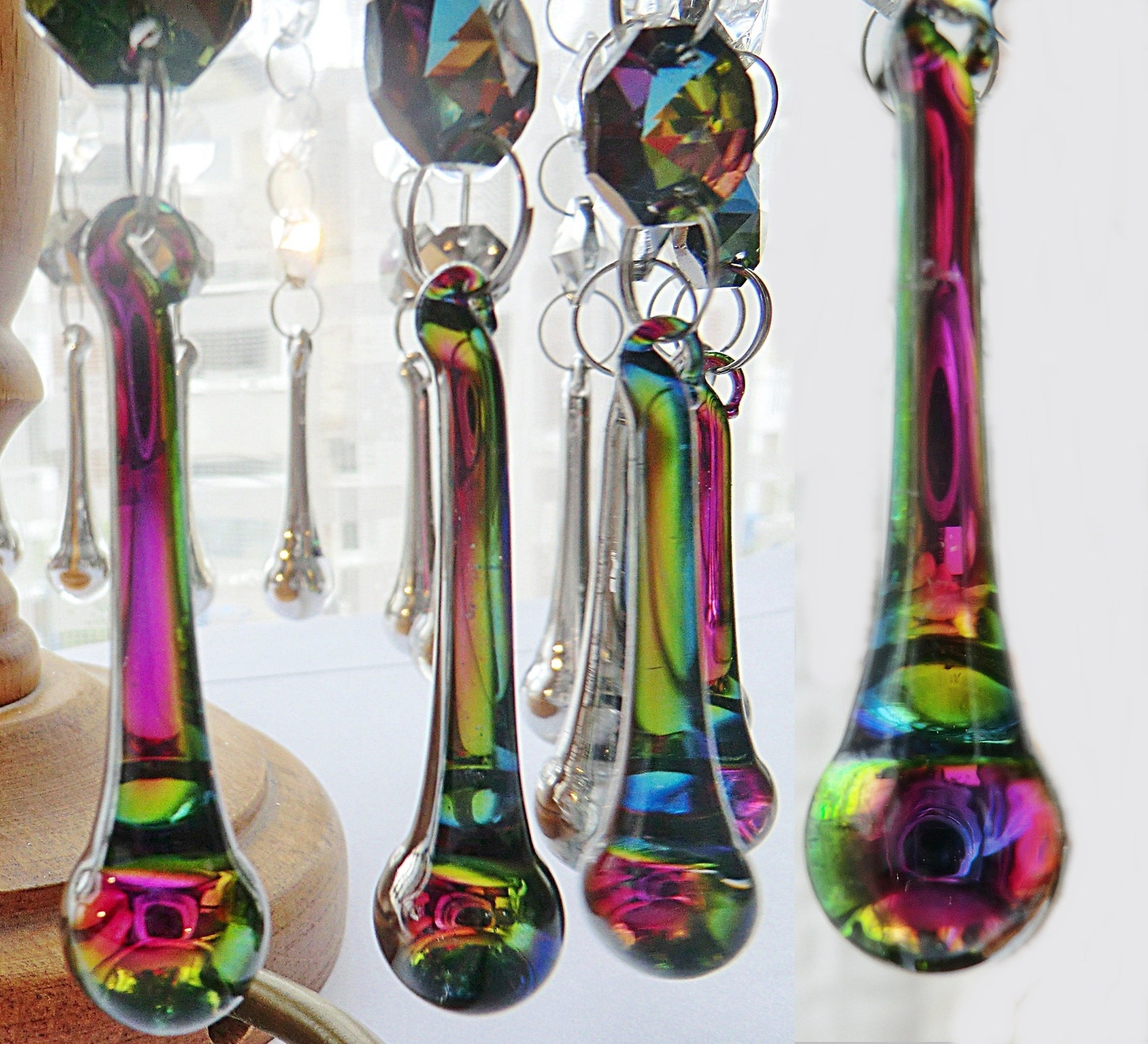 Choice of 4 Shapes Rainbow Vitrail Chandelier Glass Light - Etsy UK