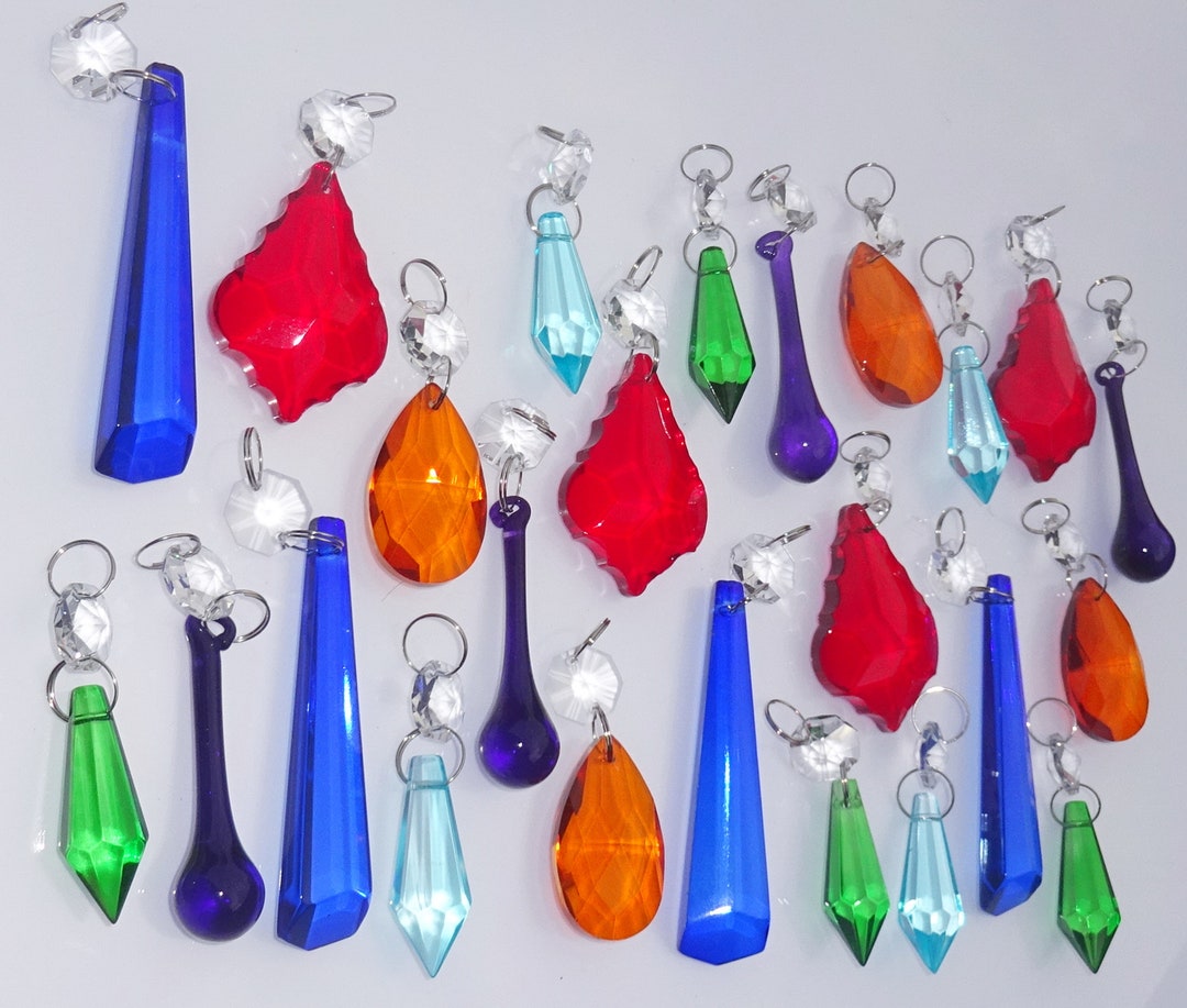 24 Color Chandelier Drops Glass Crystals Droplets Retro Chic Bundle ...
