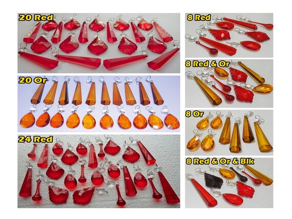 Sets of Red Chandelier Drops Glass Crystals Droplets Mix | Etsy