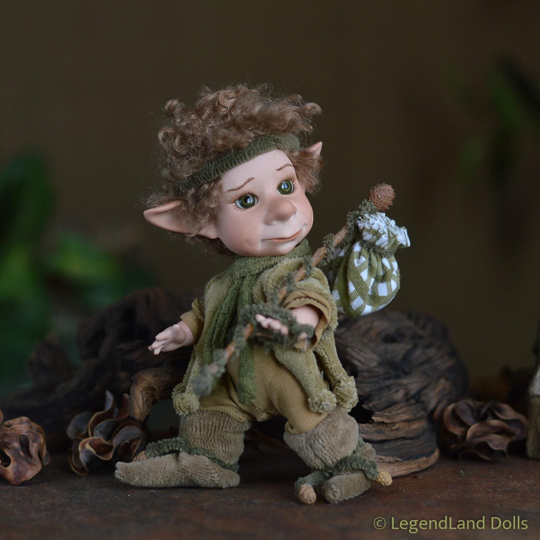Tiny Elf, Forest Elf, Wandering Elf: ARION Handmade Porcelain Doll Funny Bookshelf Decor - Etsy