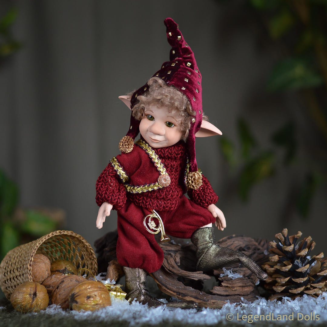 Christmas Musician Little Elf Named TICIÁN, Handmade Elf Figurine, Ball ...