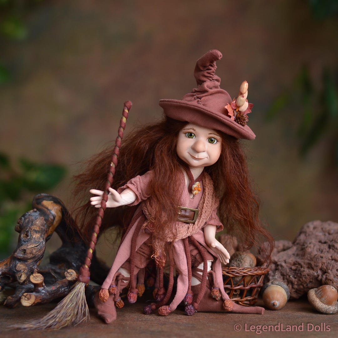 Kitchen Decor Witch Doll HEIDI Unique Handmade Gift, Porcelain Figurine ...