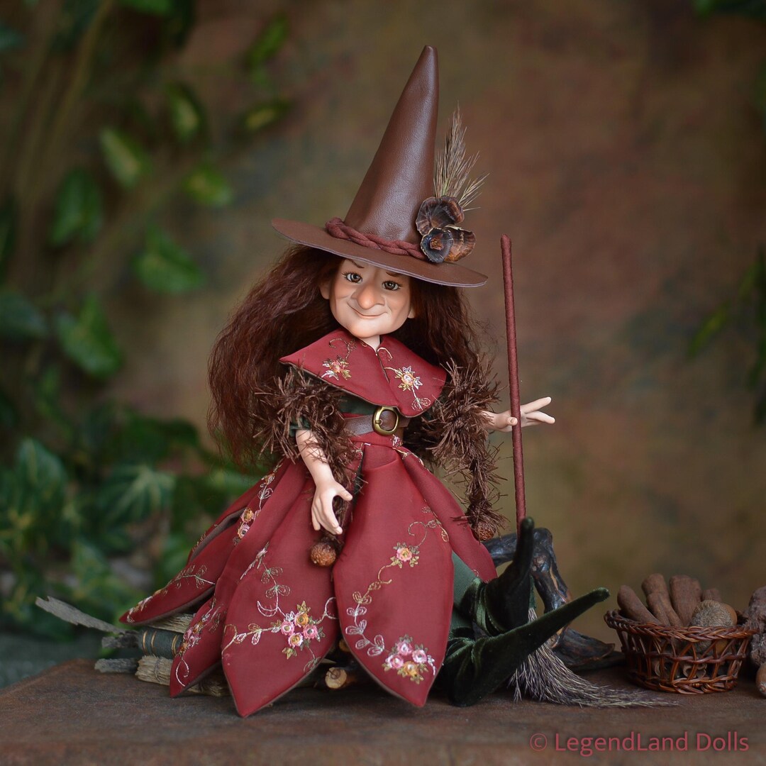 A Witch Named JOLANDA, an 11" (29 Cm) Unique Poseable and Handmade Doll ...