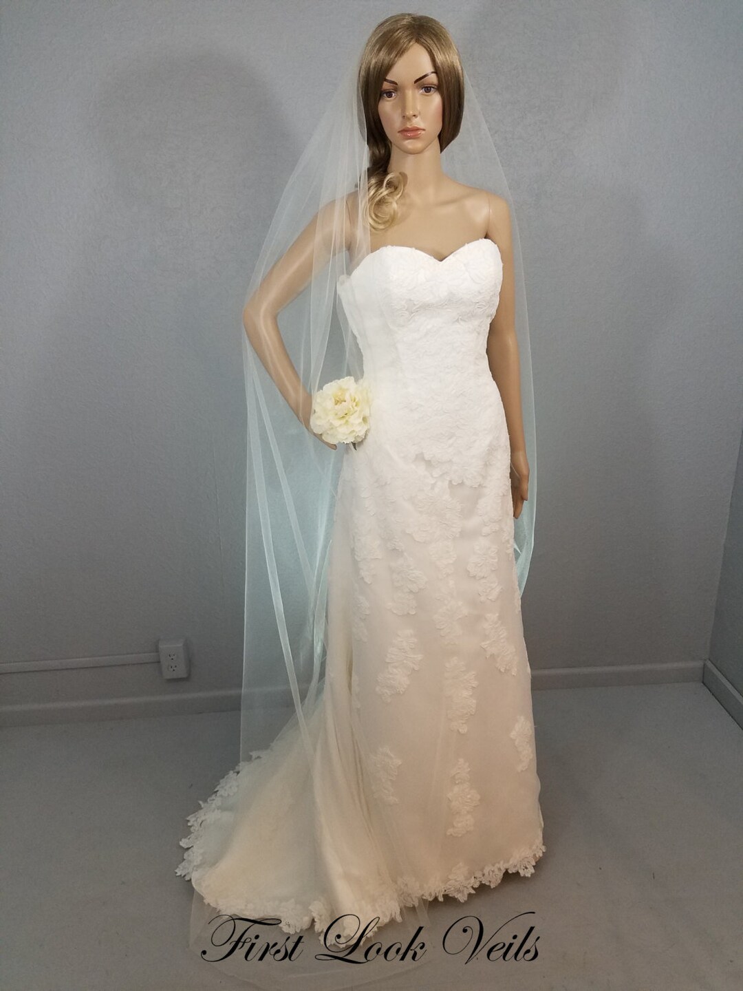 Chapel Wedding Veil, Bridal Ivory Veil, One Layer Veil, Plain Veil ...