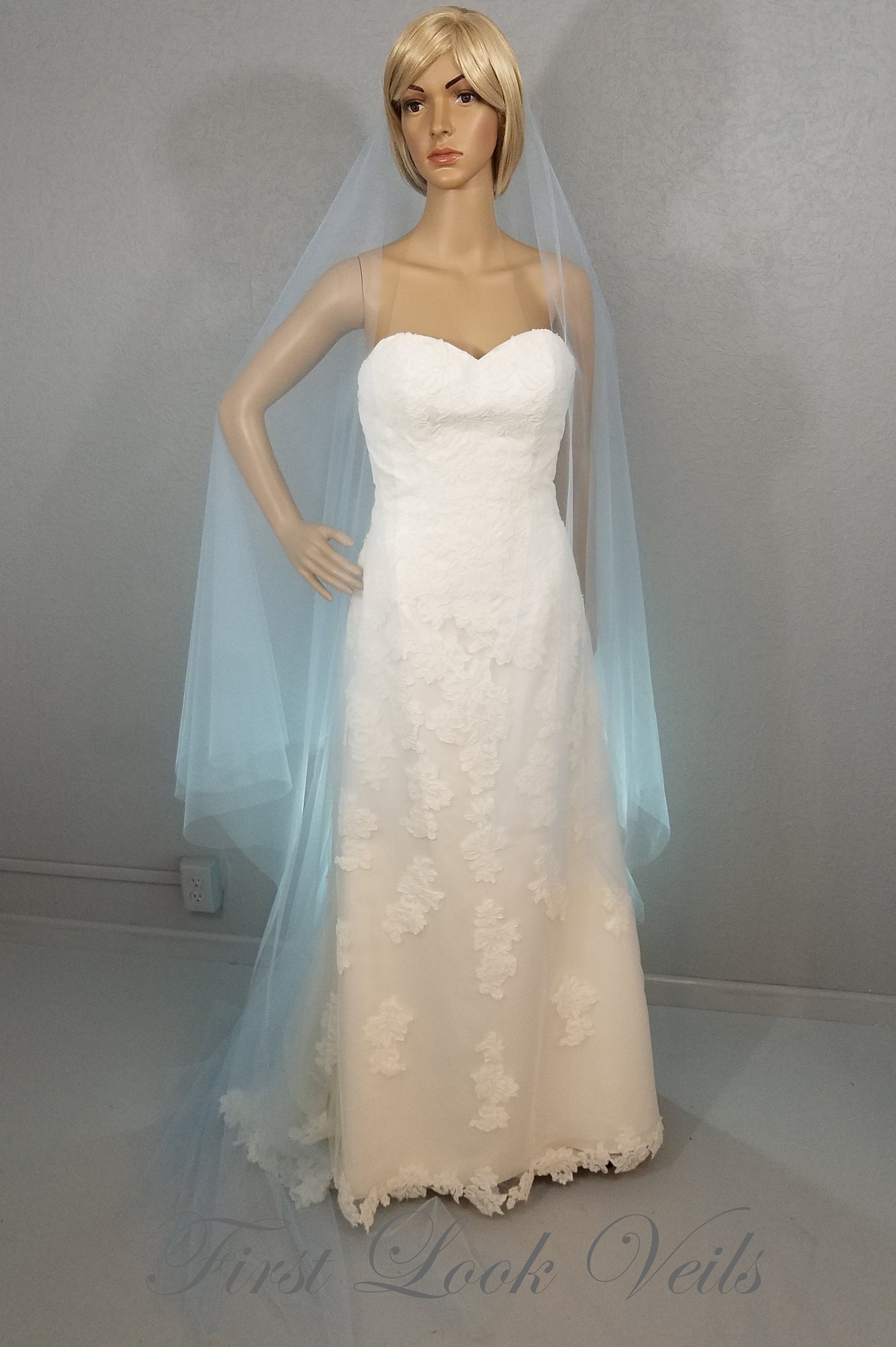 Drop Cathedral Veil Blue Wedding Veil Light Blue Veil - Etsy