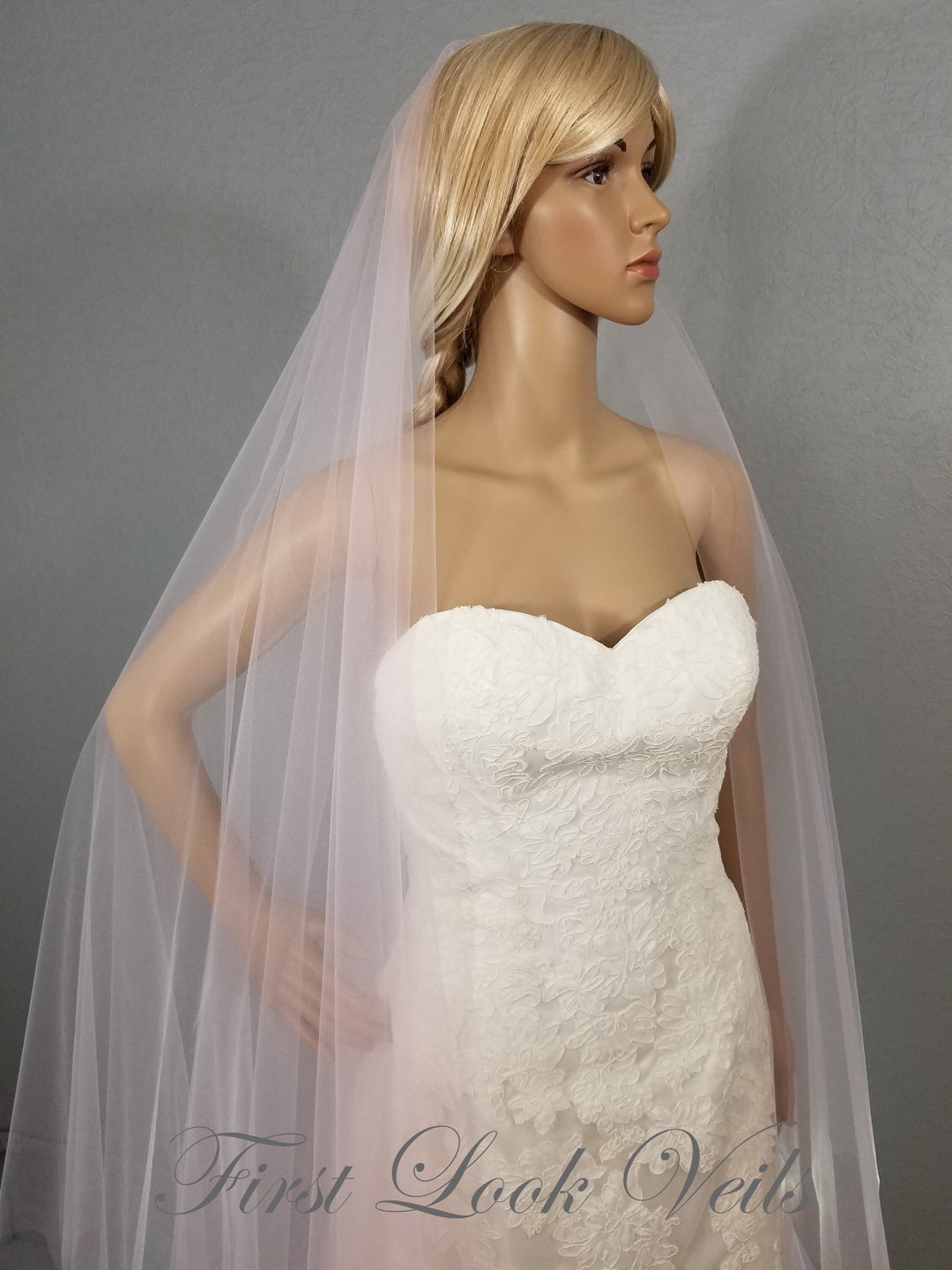 Pink Wedding Veil, Long Drop Veil, Long Bridal Veil, Long Pink Veil ...