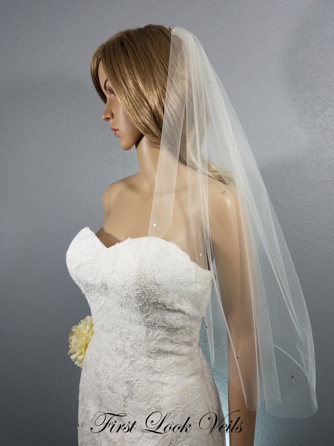 Ivory Wedding Veil, Crystal Bridal Veil, Bridal Wedding Veil, Bling ...