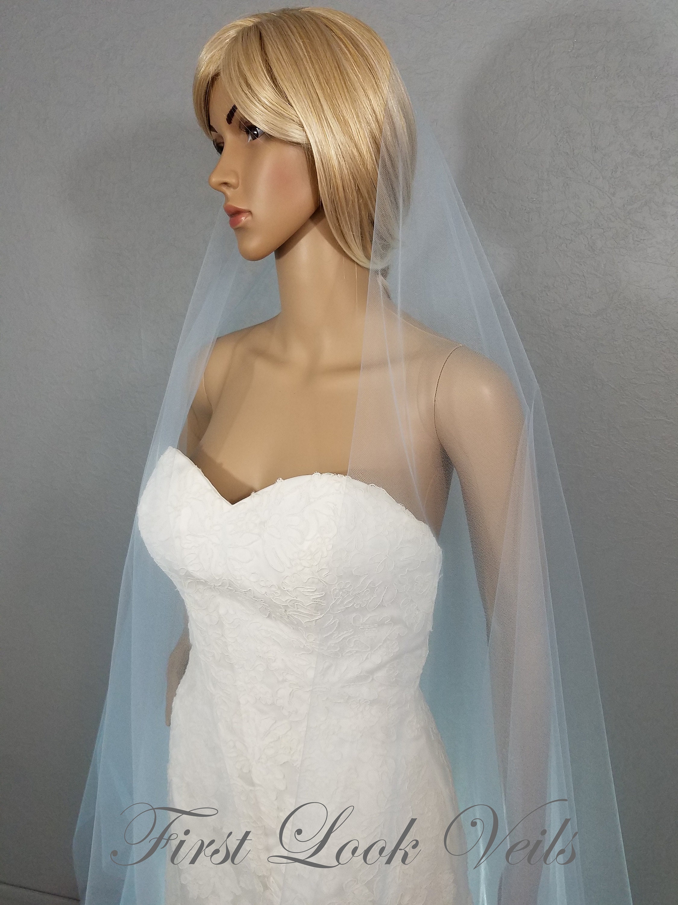 Drop Cathedral Veil Blue Wedding Veil Light Blue Veil - Etsy