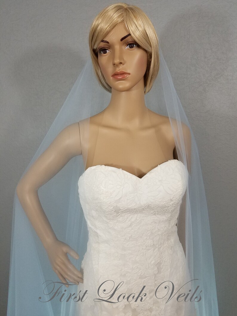 Drop Cathedral Veil Blue Wedding Veil Light Blue Veil - Etsy