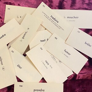 Vintage French Vocabulary Cards Bundle of 25 or 50 Random Words or ...