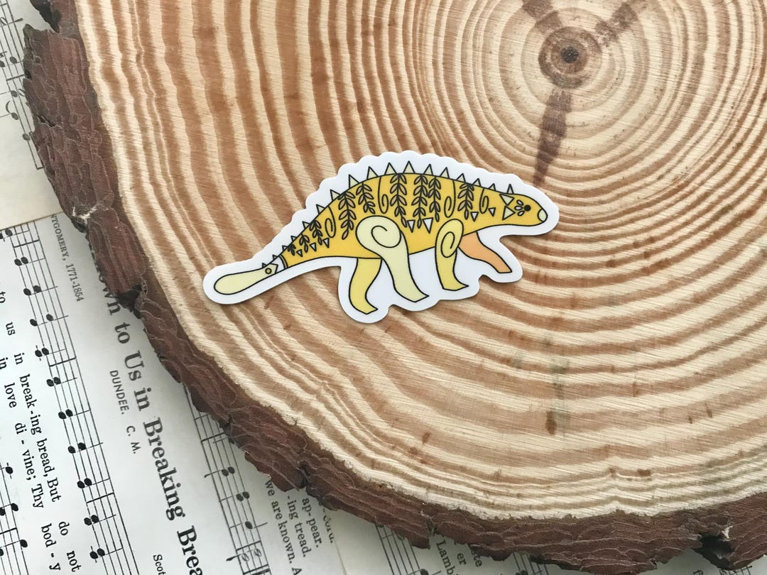 Folk Art Ankylosaurus Vinyl Sticker: Waterproof Dinosaur Toy Decor - Etsy