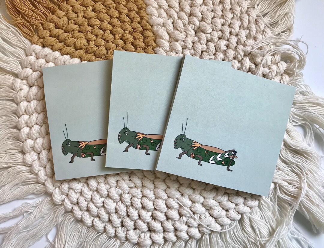 Grasshopper Sticky Notes Cute Insect-themed Notepad Nature-inspired ...