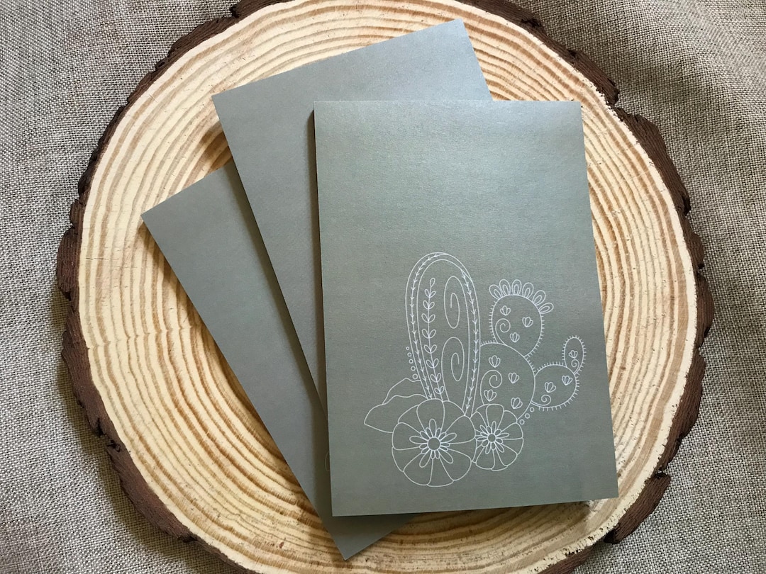 Olive Green Cactus Sticky Note: Botanical Memo Pads - Etsy