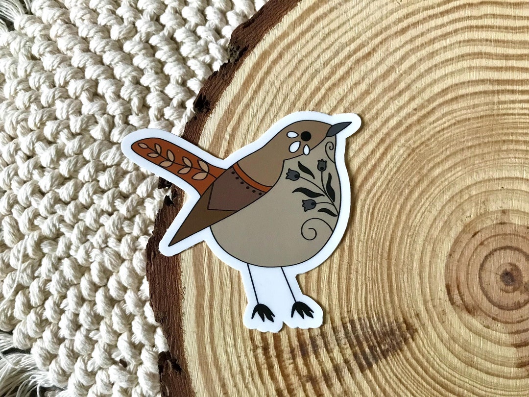 Hermit Thrush Vinyl Sticker: Waterproof Bird Decal for Nature Lovers - Etsy