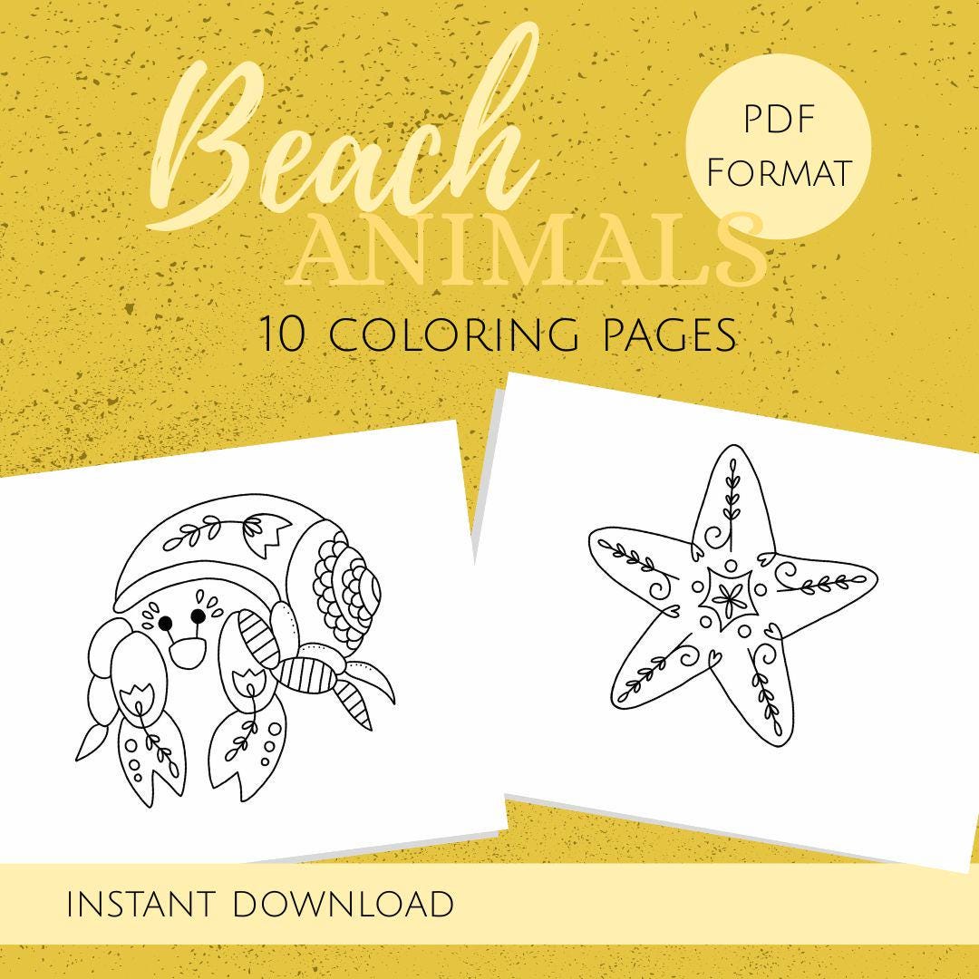 Relaxing Beach Animal Coloring Pages Seashore Creature Coloring Sheets ...