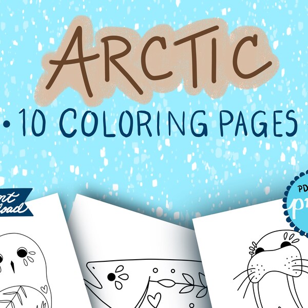 Arctic Animal Coloring Pages - Etsy