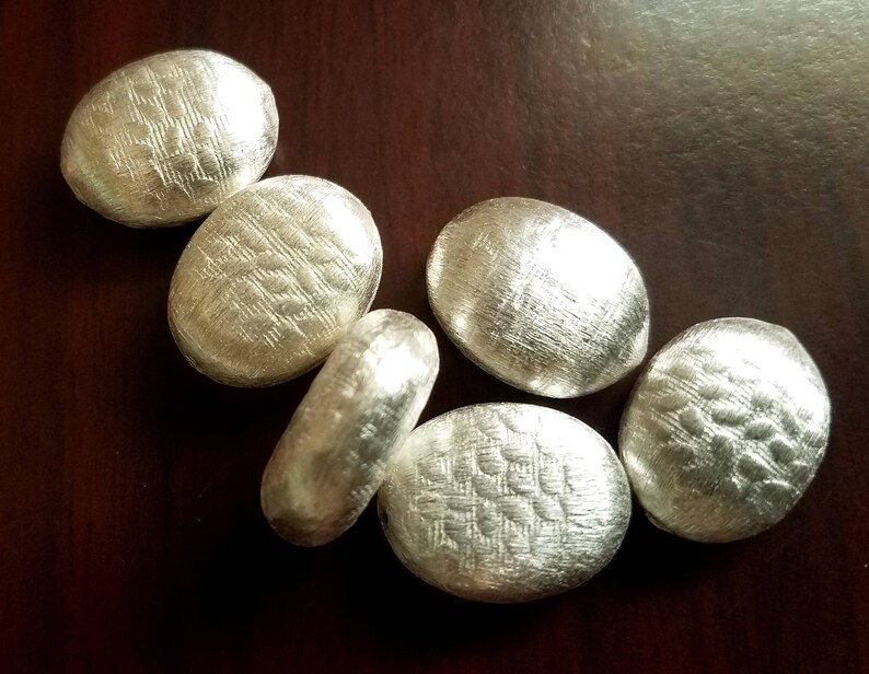 Silver Oval Puff Lentil Beads Brushed Organic Pebble Texture - Etsy