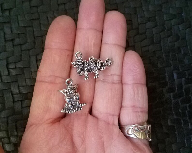 Sterling Silver Dragon & Gargoyle 925 Charms Pendants - Etsy