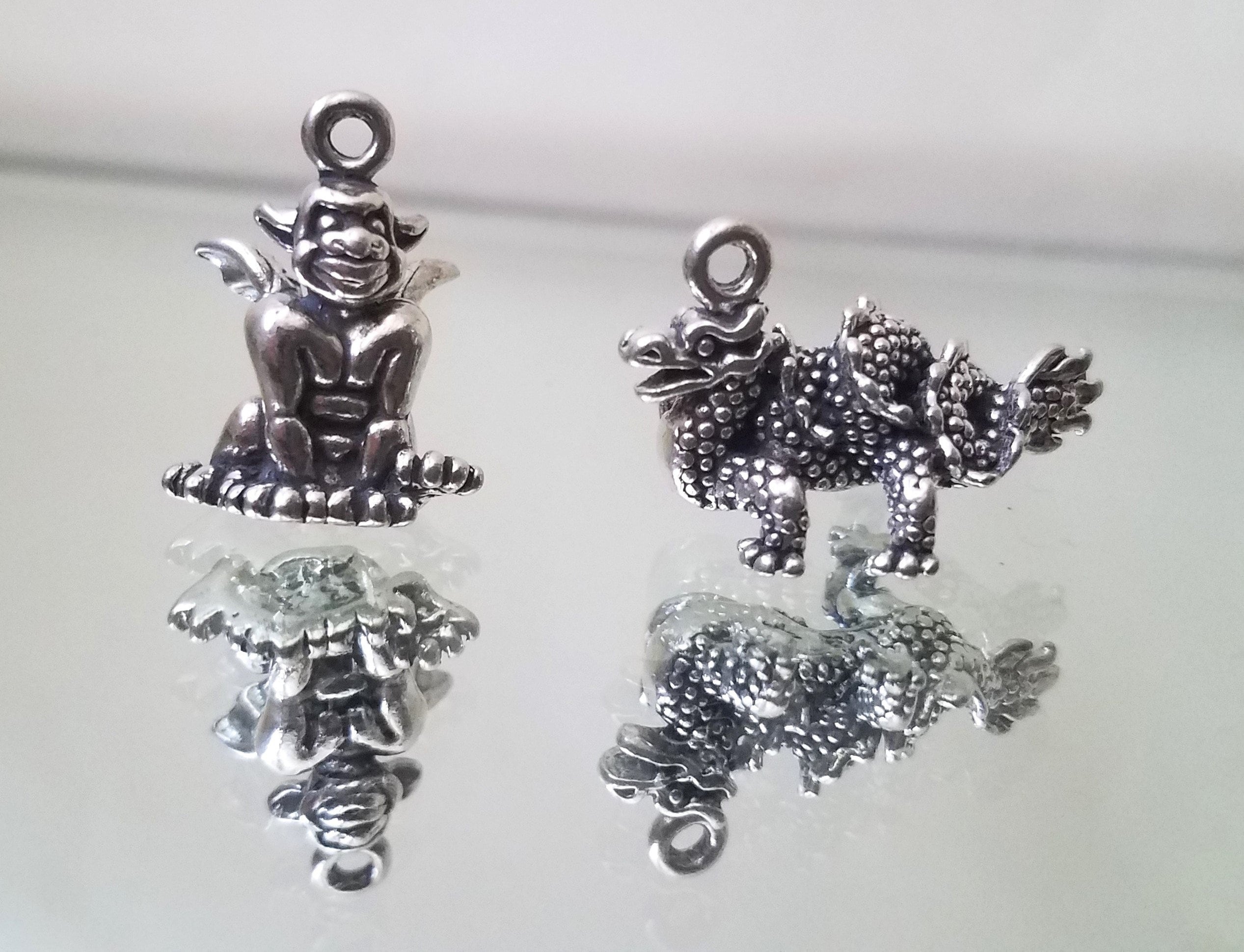 Sterling Silver Dragon & Gargoyle 925 Charms Pendants - Etsy