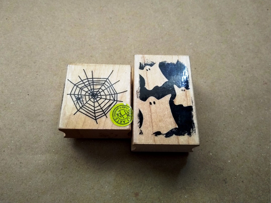 Rubber Stamps, Hero Arts Halloween Stamps, Ghosts, Spider Web, Wood ...