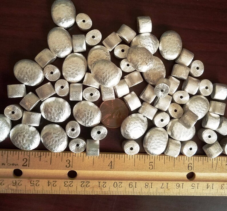 Silver Oval Puff Lentil Beads Brushed Organic Pebble Texture - Etsy