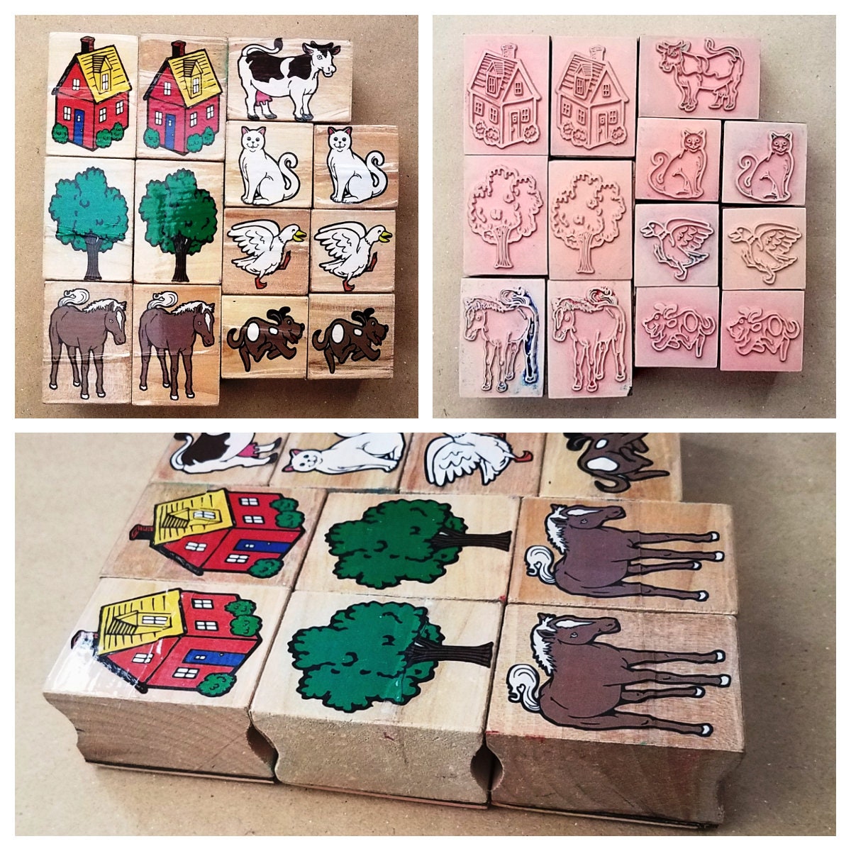 Rubber Stamps, Kids Farm Animals, CHOICE, Wood Mounted, Kids Craft, Art ...