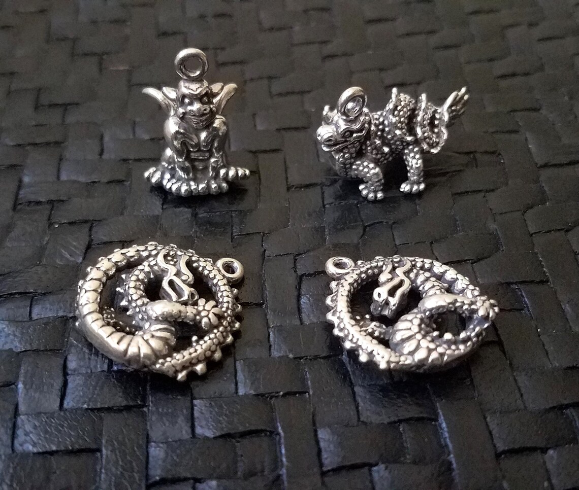 Sterling Silver Dragon & Gargoyle 925 Charms Pendants - Etsy