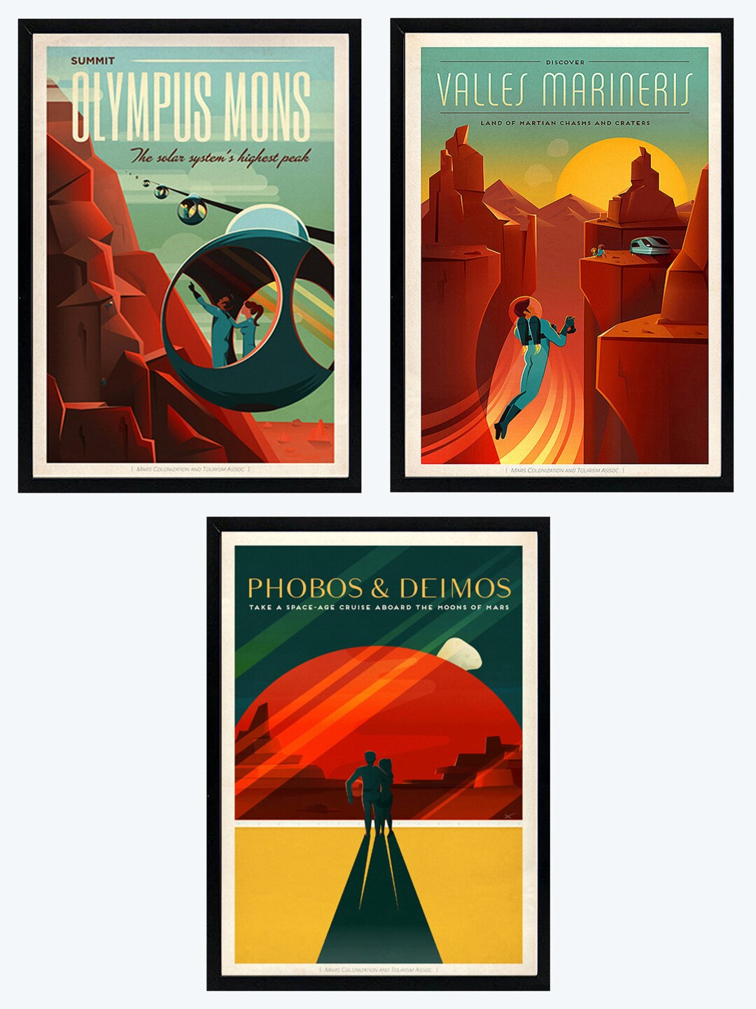 Spacex Mars Poster Set Lithographic A Quality Framed 25x38 - Etsy