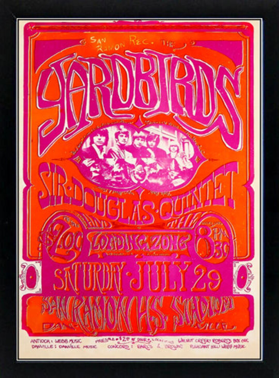 The Yardbirds San Ramon High School Rock Concert Poster Framed - Etsy