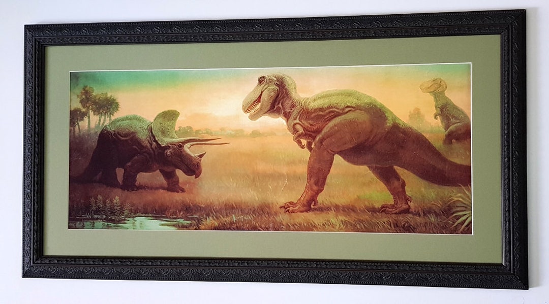 T-rex Vs Triceratops Art by Charles Knight Framed Print - Etsy