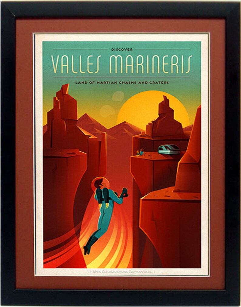 Spacex Mars Poster Set Lithographic A Quality Framed - Etsy
