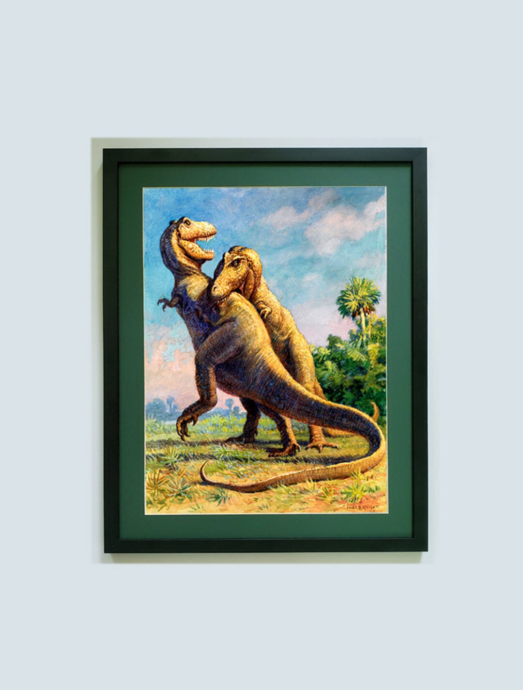 T-rex Battle Dinosaur Poster Print Art by Charles R Knight. Many ...
