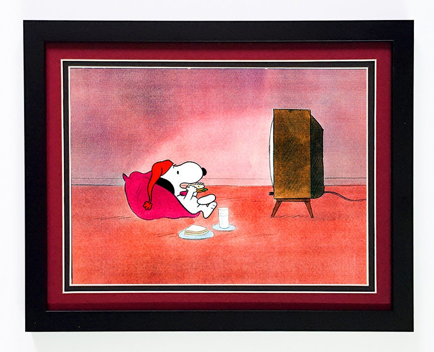 Snoopy Watching TV Framed Highest Quality - Etsy
