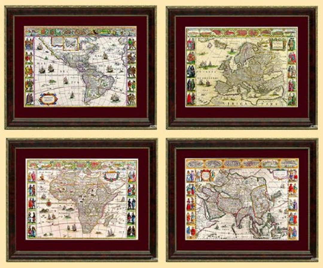 Old World Maps Africa, America, Asia, Europe - Etsy