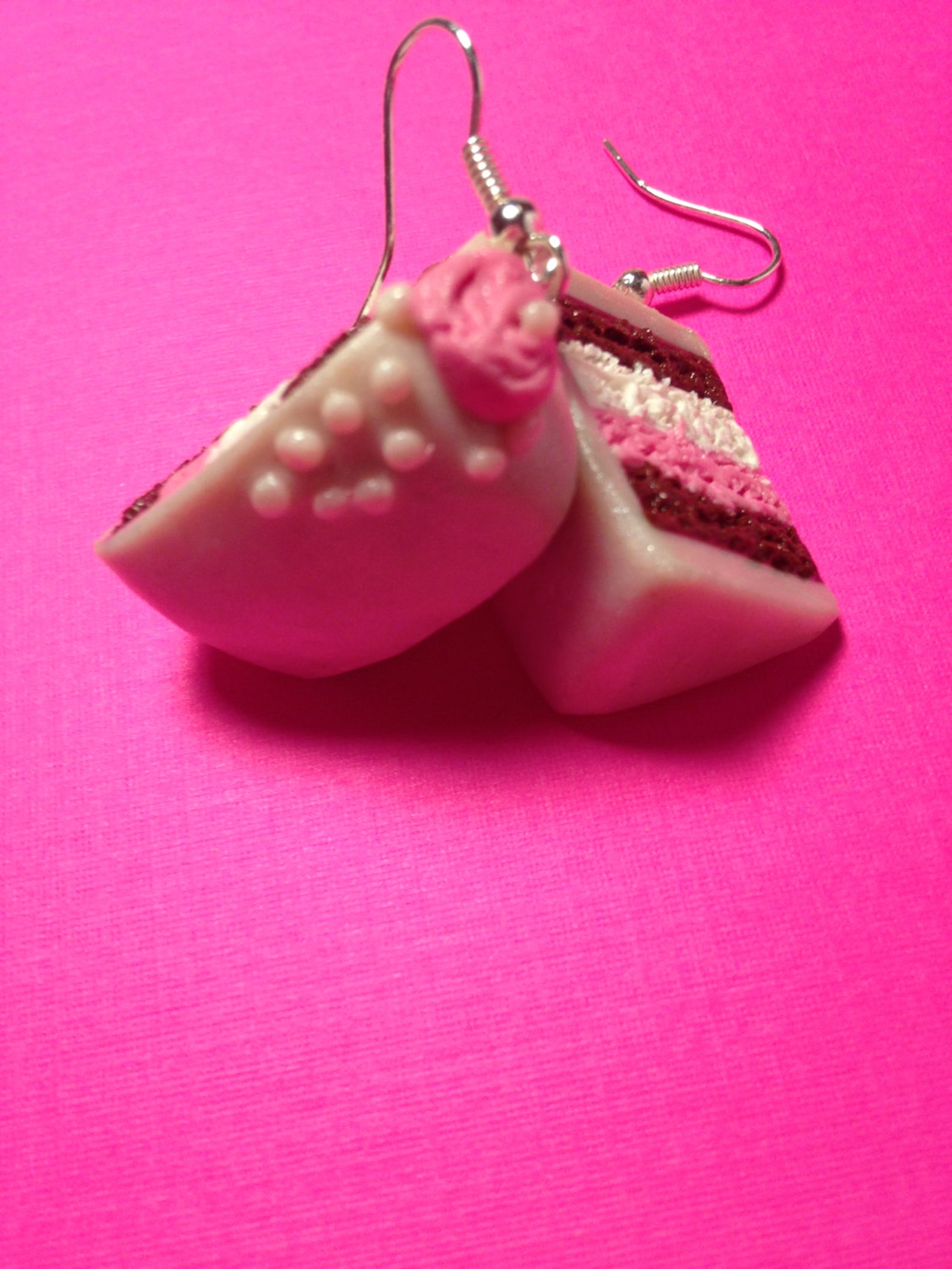 Neopolitan Cake Earrings, Cake Jewelry, Polymer Clay, Kawaii Clay ...