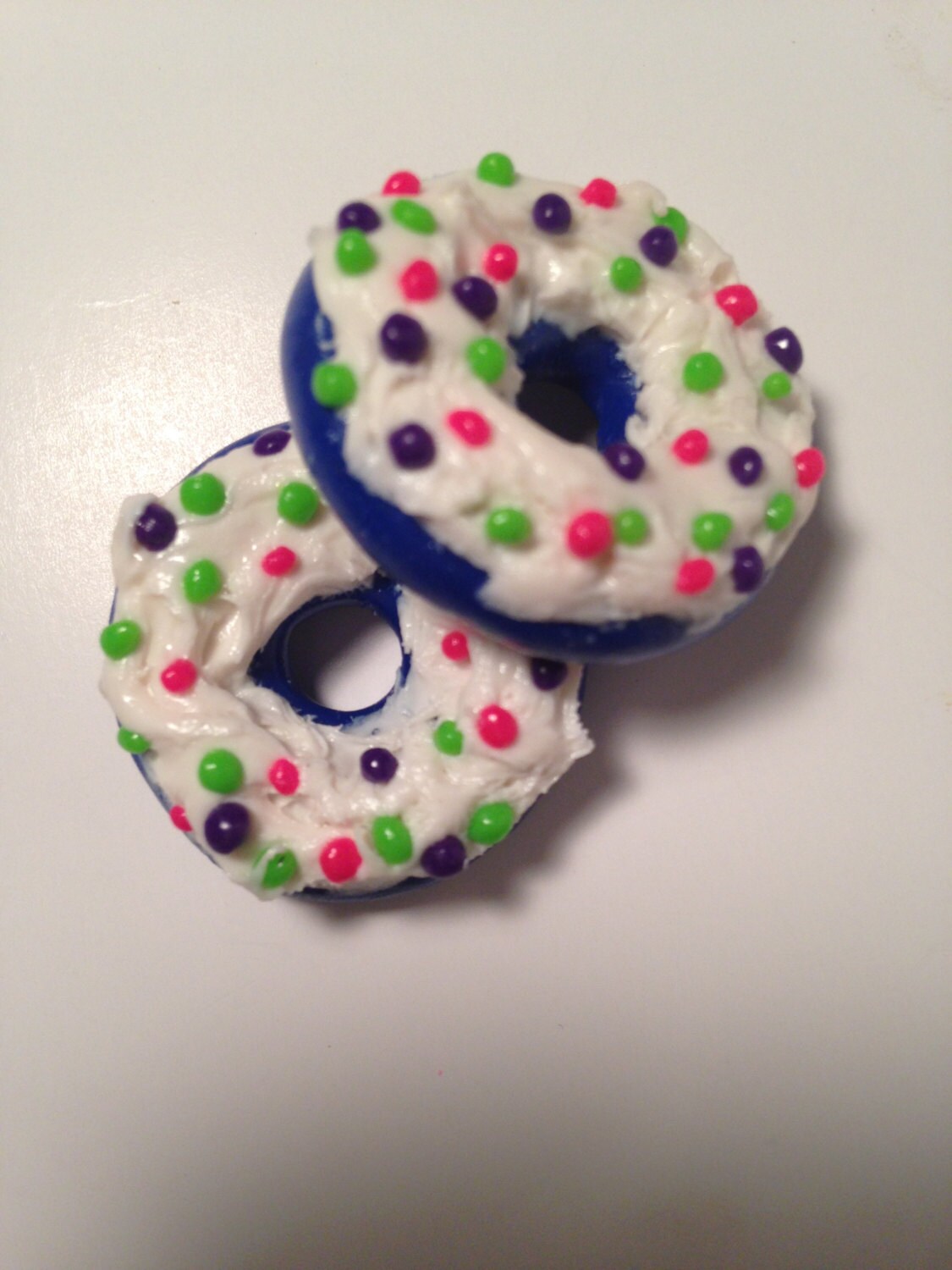 Polymer Clay Vanilla Frosted Blueberry Donuts - Clay Donuts - Kawaii ...