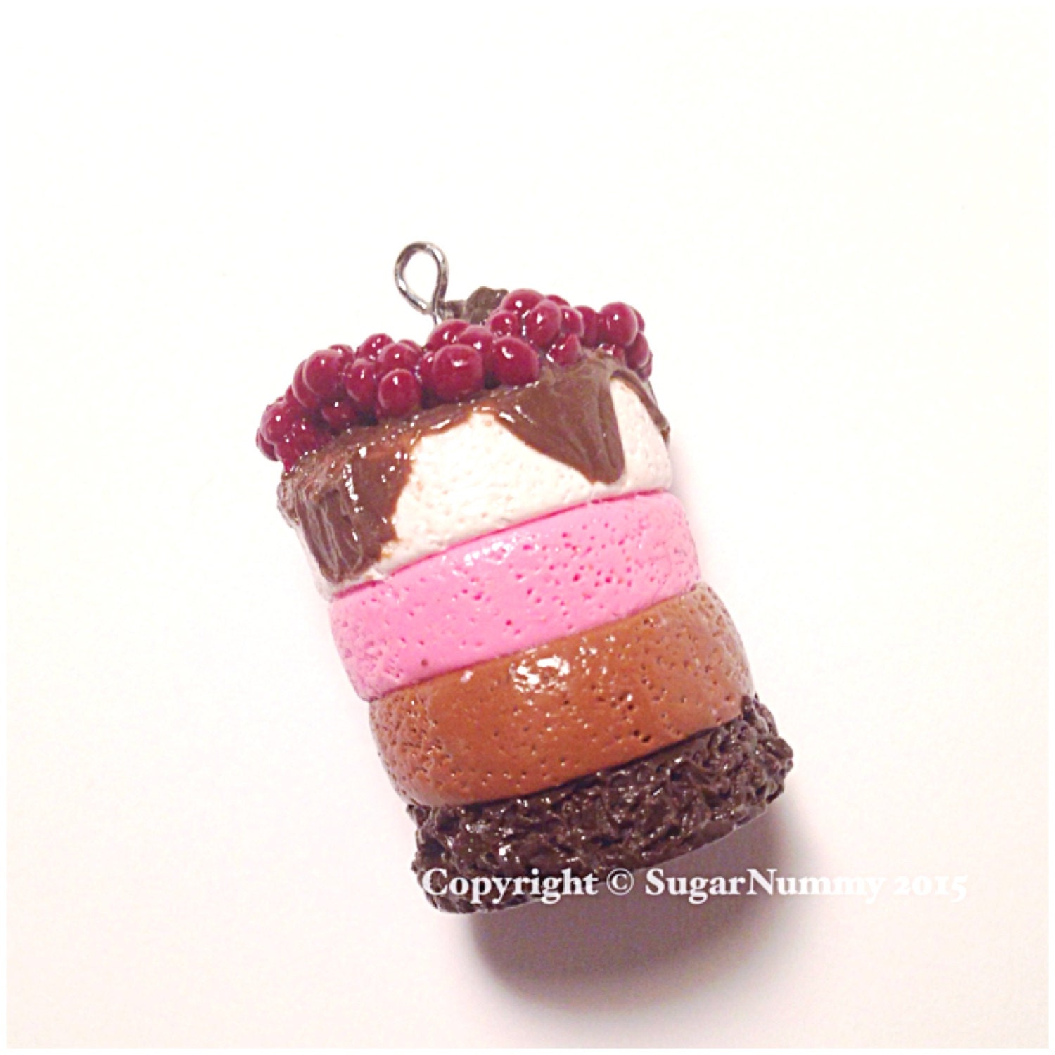 Cake Charms, Polymer Clay Charms, Tiny Clay Food, Neapolitan Cake, Ice ...
