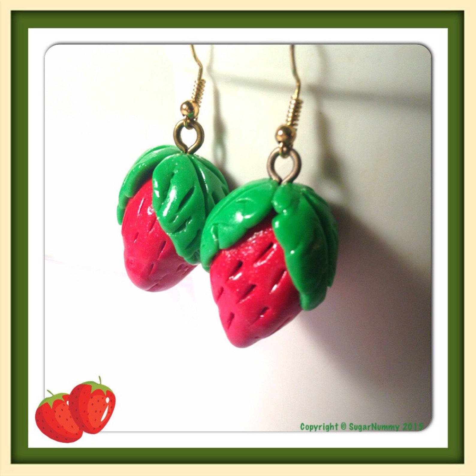 Strawberry Earrings, Fruit Jewelry, Clay Strawberries, Polymer Clay ...