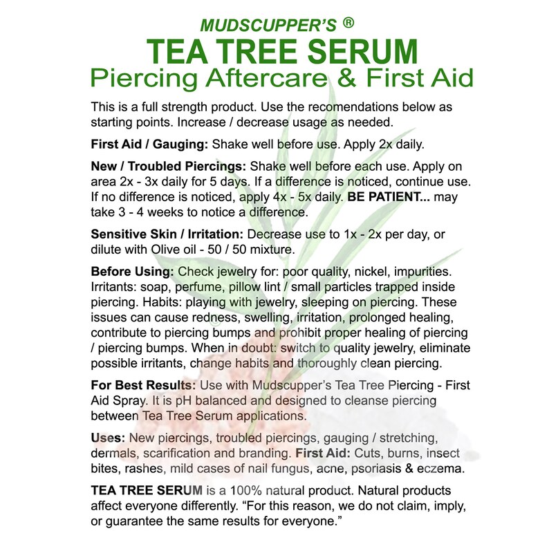 TEA TREE SERUM Piercing Aftercare Treatment for New & - Etsy